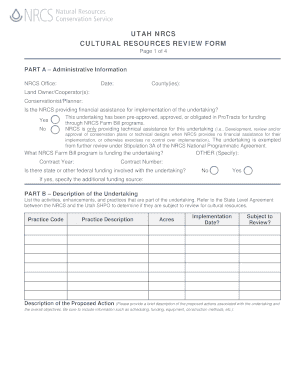 Fillable Online UTAH NRCS CULTURAL RESOURCES REVIEW FORM Fax Email ...
