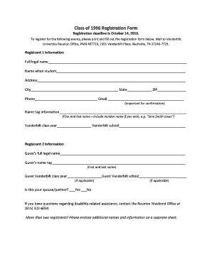 Fillable Online reunion vanderbilt Frequently Asked Questions Reunion Vanderbilt University Fax ...