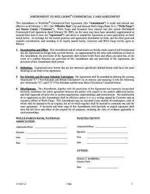 Fillable Online AMENDMENT TO WELLSONE COMMERCIAL CARD AGREEMENT Fax ...