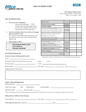 Fillable Online Hilco Eyeglass Repair Center Fax Email Print - pdfFiller
