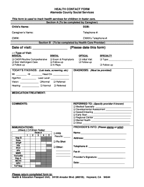 Fillable Online Health Contact Form - Alameda County Public Health ...