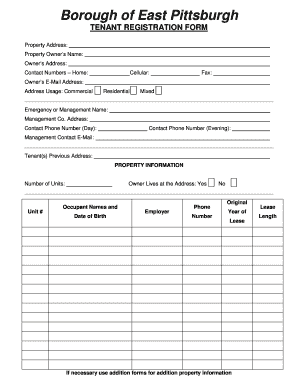 Fillable Online Tenant Short Registration Form Fax Email Print - pdfFiller