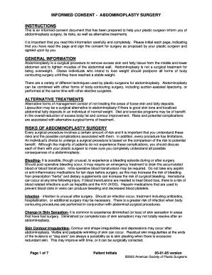 Fillable Online informed consent - abdominoplasty surgery instructions ...