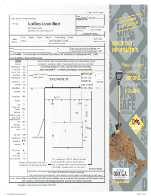 Fillable Online Locate Sheet - Dig Safe Fax Email Print - pdfFiller