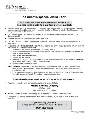 Fillable Online Accident Expense Claim Form Fax Email Print - pdfFiller