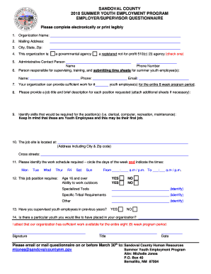 Fillable Online EMPLOYER/SUPERVISOR QUESTIONNAIRE Fax Email Print ...