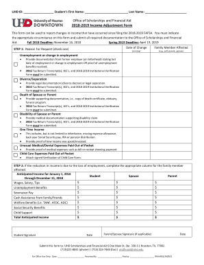 Fillable Online 2018-2019 Income Adjustment Form Fax Email Print ...