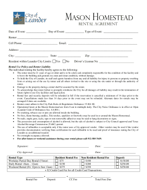 Fillable Online Mason Homestead Rental Agreement Fax Email Print ...