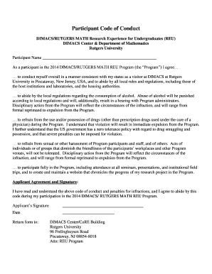 Fillable Online Sample Participant Code of Conduct Fax Email Print ...