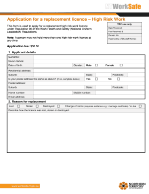Fillable Online Application for replacement individual person licence ...