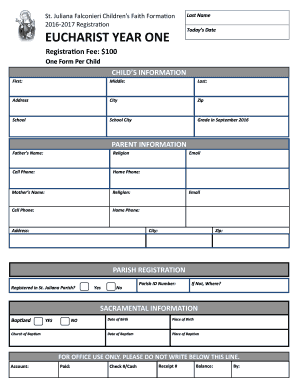 Fillable Online EUCHARIST YEAR ONE Fax Email Print - pdfFiller