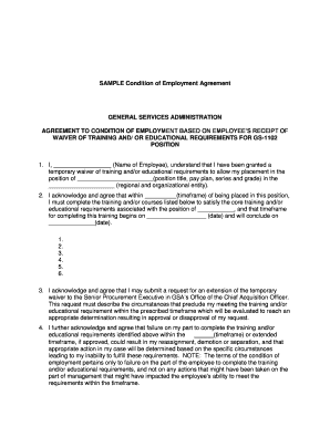 Fillable Online SAMPLE Condition of Employment Agreement Fax Email ...