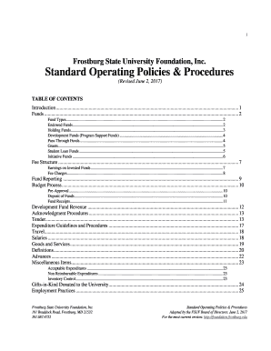 Fillable Online STANDARD OPERATING PROCEDURES TABLE OF CONTENTS Fax ...