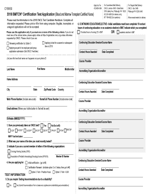 Fillable Online 2018 BMTCN Certification Test Application (Blood and ...