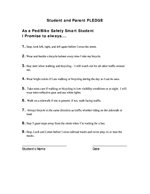 Fillable Online Safe Route to SchoolStudent and Parent Pledge Fax Email ...