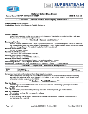 Fillable Online Material Safety Data Sheet - SuperSteam Fax Email Print ...
