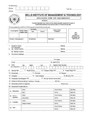 Fillable Online application form - Bells Institute of Management and ...