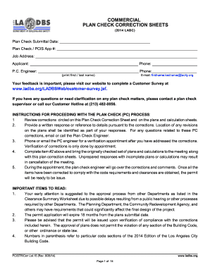 Fillable Online Commercial Plan Check Correction Sheets. Commercial ...