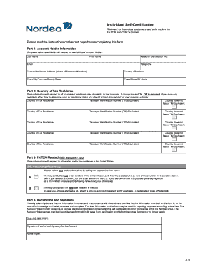 Fillable Online CRS/FATCA Individual Customer Self-certification Form Fax Email Print - pdfFiller
