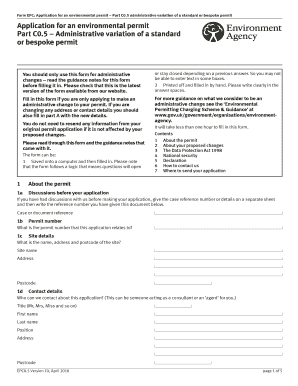 Fillable Online Form EPC: Application for an environmental permit Part ...