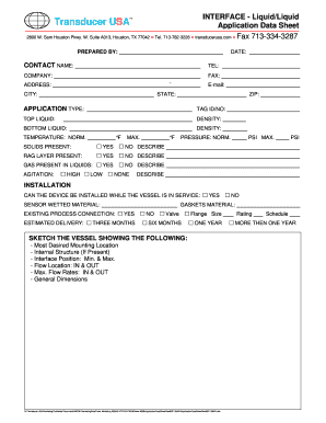 Fillable Online Transducer USA TM Application Data Sheet Fax Email ...