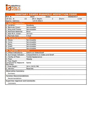 Fillable Online sanitary sewer manhole inspection form - UtiliSync Fax ...