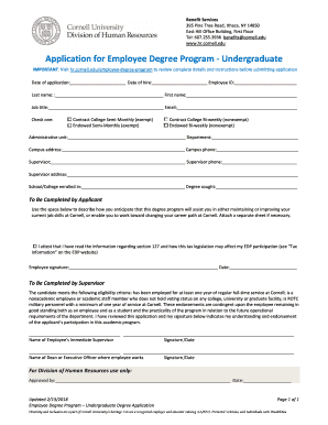 Fillable Online hr cornell Undergraduate Employee Degree Application Fax Email Print - pdfFiller