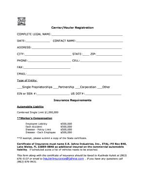 Fillable Online Carrier/Hauler Registration Fax Email Print - pdfFiller