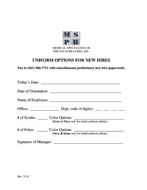 Fillable Online UNIFORM OPTIONS FOR NEW HIRES - MSPB Fax Email Print - pdfFiller