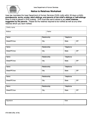 Fillable Online dhs iowa 470-4840 Notice to Relatives Worksheet Fax ...