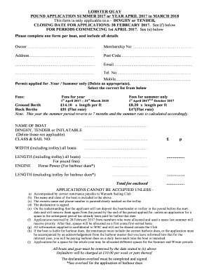 Fillable Online Pound forms summer 2017 - Warsash Sailing Club Fax ...
