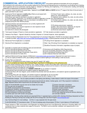 Fillable Online COMMERCIAL APPLICATION CHECKLIST (Incomplete ...