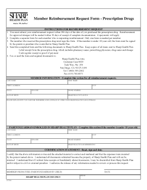 Fillable Online mbr reimbursement form-rx - Sharp Health Plan Fax Email Print - pdfFiller