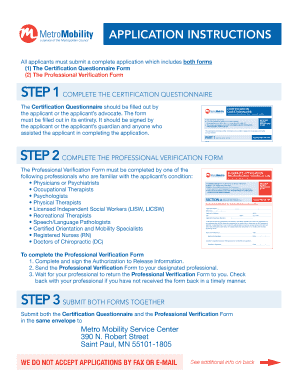 Fillable Online Metro Mobility Application Forms Fax Email Print ...