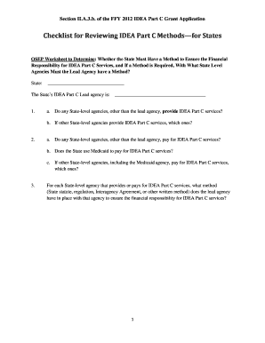 Fillable Online Checklist for Reviewing IDEA Part C Methodsfor States ...