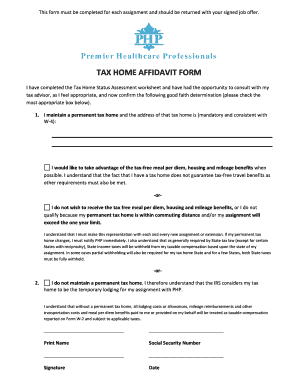 Fillable Online tax home affidavit form.doc Fax Email Print - pdfFiller