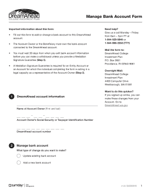 Fillable Online Manage Bank Account Form Fax Email Print - pdfFiller