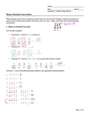 Fillable Online Binary-Decimal Conversions Fax Email Print - pdfFiller