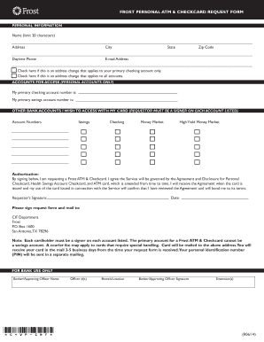 Fillable Online 8912-ATM/Checkcard Request Form - Frost Bank Fax Email ...