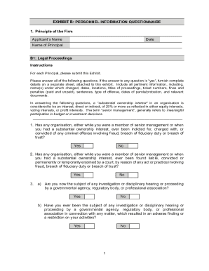 Fillable Online exhibit b: personnel information questionnaire Fax ...