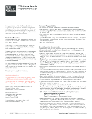 Fillable Online 2018 Honor Awards Program Information - Texas Society ...