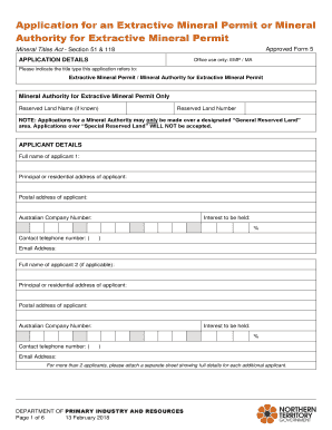Fillable Online nt gov Application for an Extractive Mineral Permit or ...