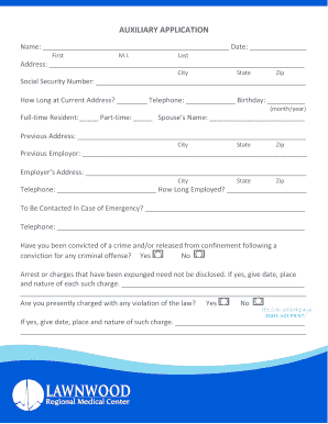 Fillable Online AUXILIARY APPLICATION. AUXILIARY APPLICATION Fax Email Print - pdfFiller