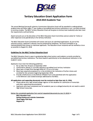 Fillable Online 2018 - 2019 Tertiary Education Grant Application Form ...