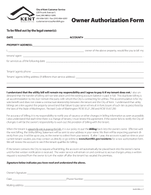 Fillable Online Owner Authorization Form to Bill Tenants Fax Email ...