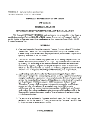 Fillable Online APPENDIX 4Sample Boilerplate Contract ... - City of San ...