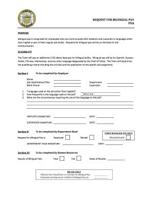 Fillable Online REQUEST FOR BILINGUAL PAY POA Fax Email Print - pdfFiller