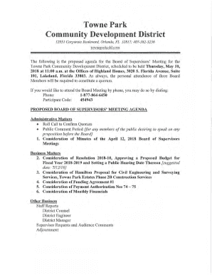 Fillable Online Towne Park Community Development District - Towne Park ...