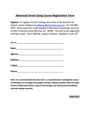 Fillable Online Advanced Street Gang Course Registration Form - Georgia ...