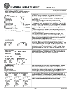 Fillable Online commercial building worksheet - Fauquier County Fax ...